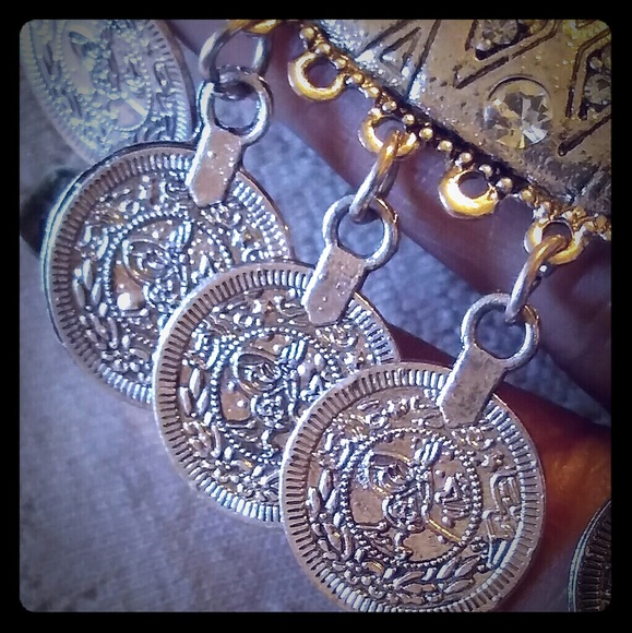 Vintage | Jewelry | Vintage Coin Charms Crystals Statement Necklace ...